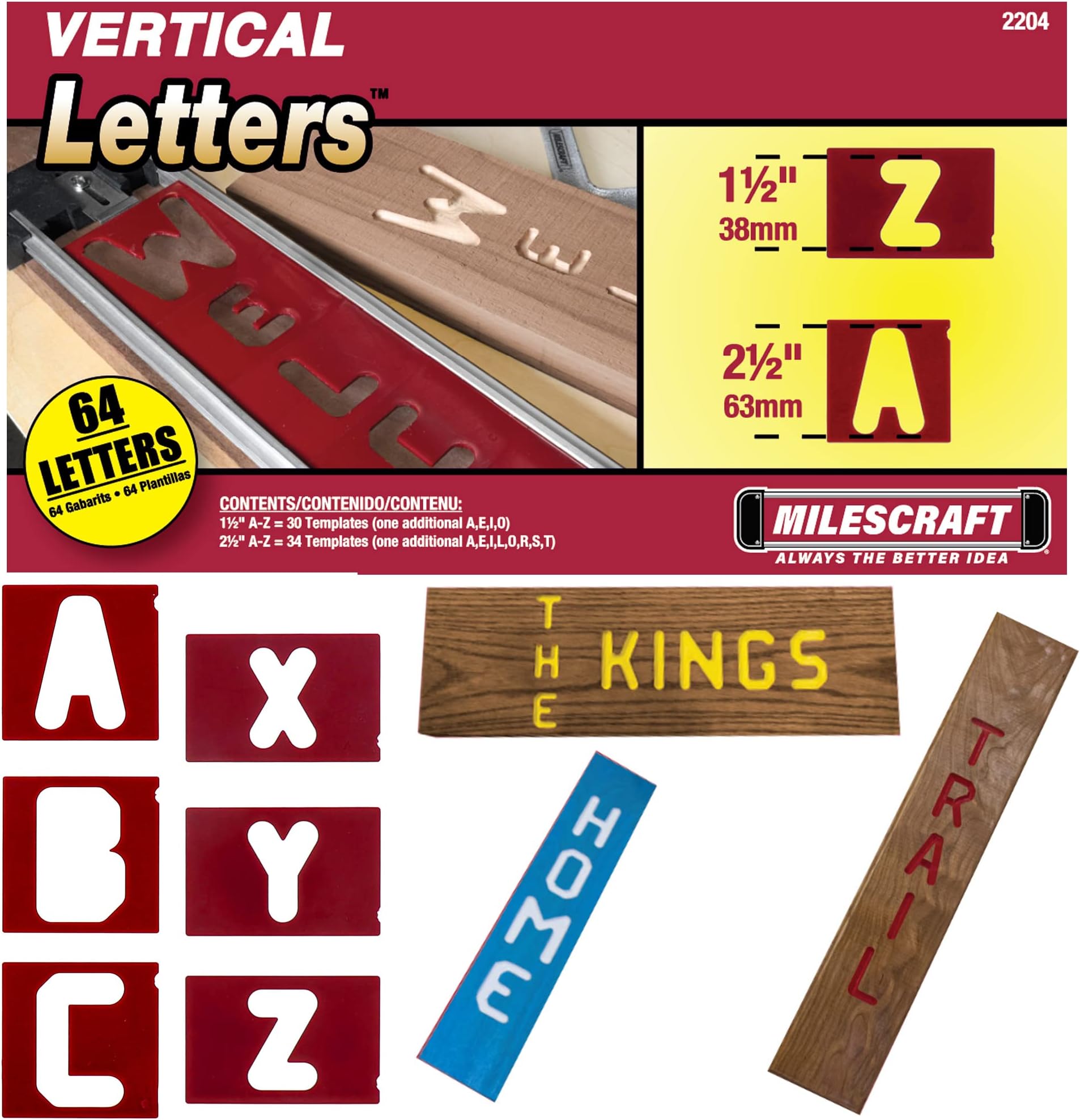 Amazon.com : Milescraft 2204 1.5in. & 2.5in. Vertical Letter Templates ...