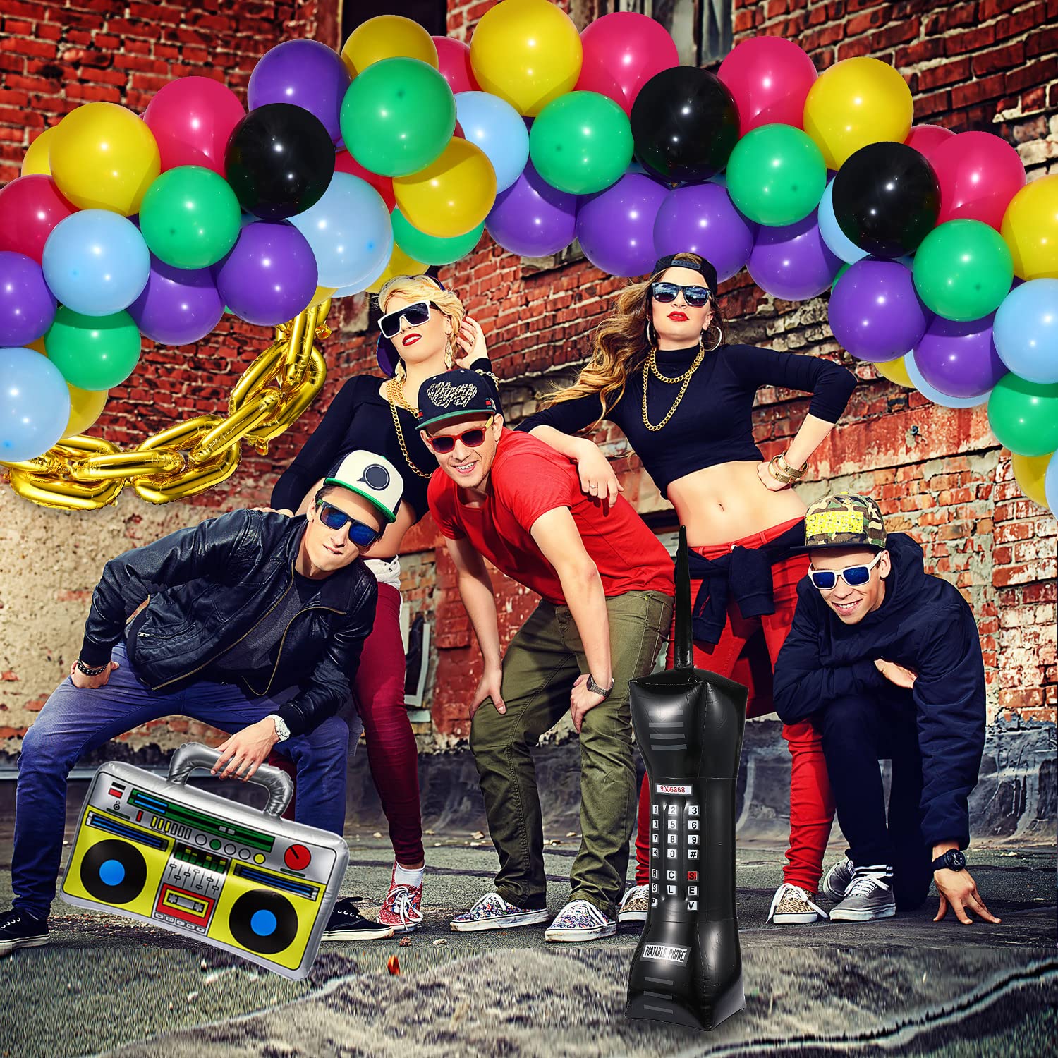 Snapklik.com : 90s 80s Theme Party Balloons Backdrop Decorations ...