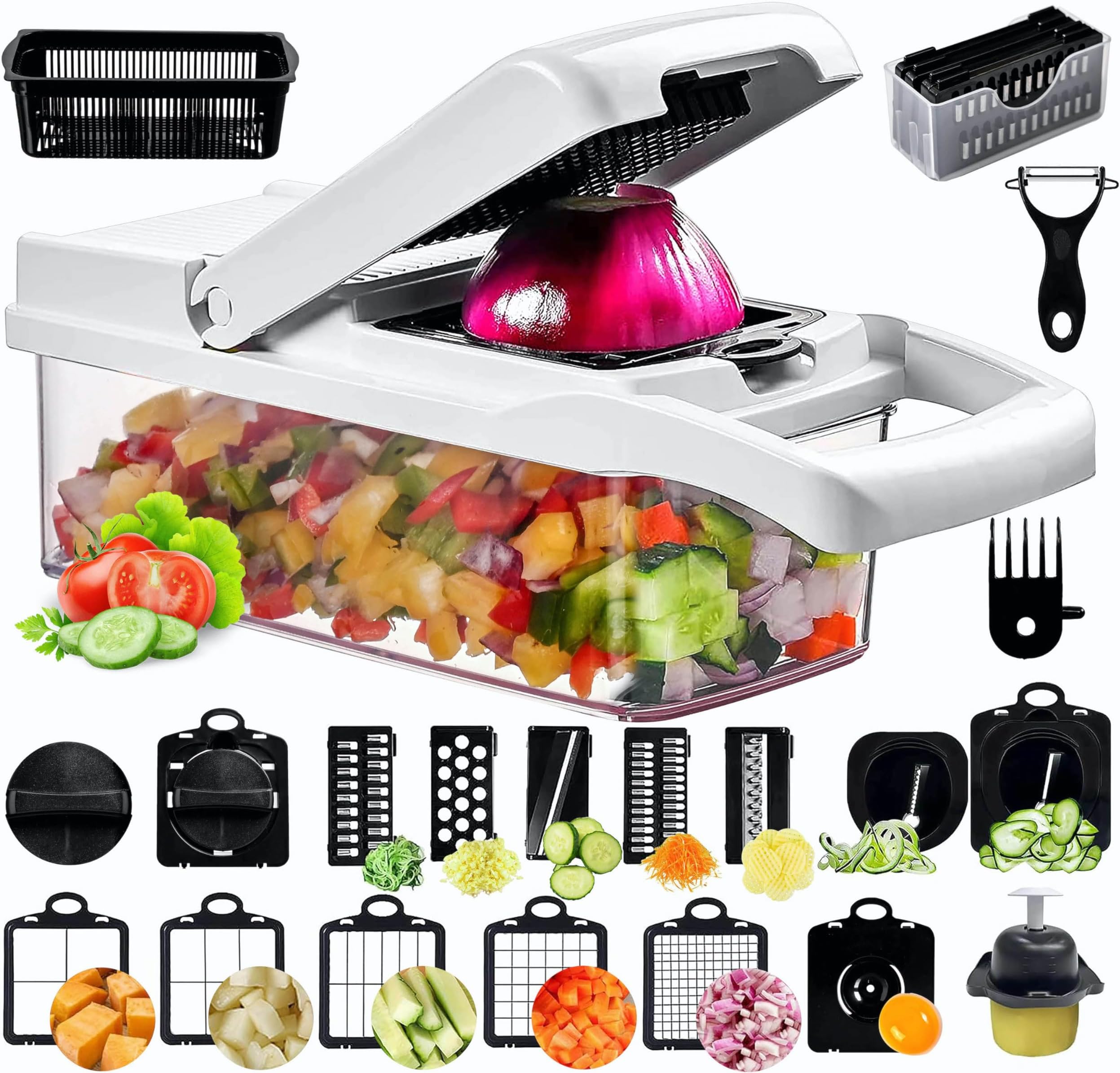 Amazon.com: Vegetable Chopper -22 in 1 Pro Onion Chopper ...