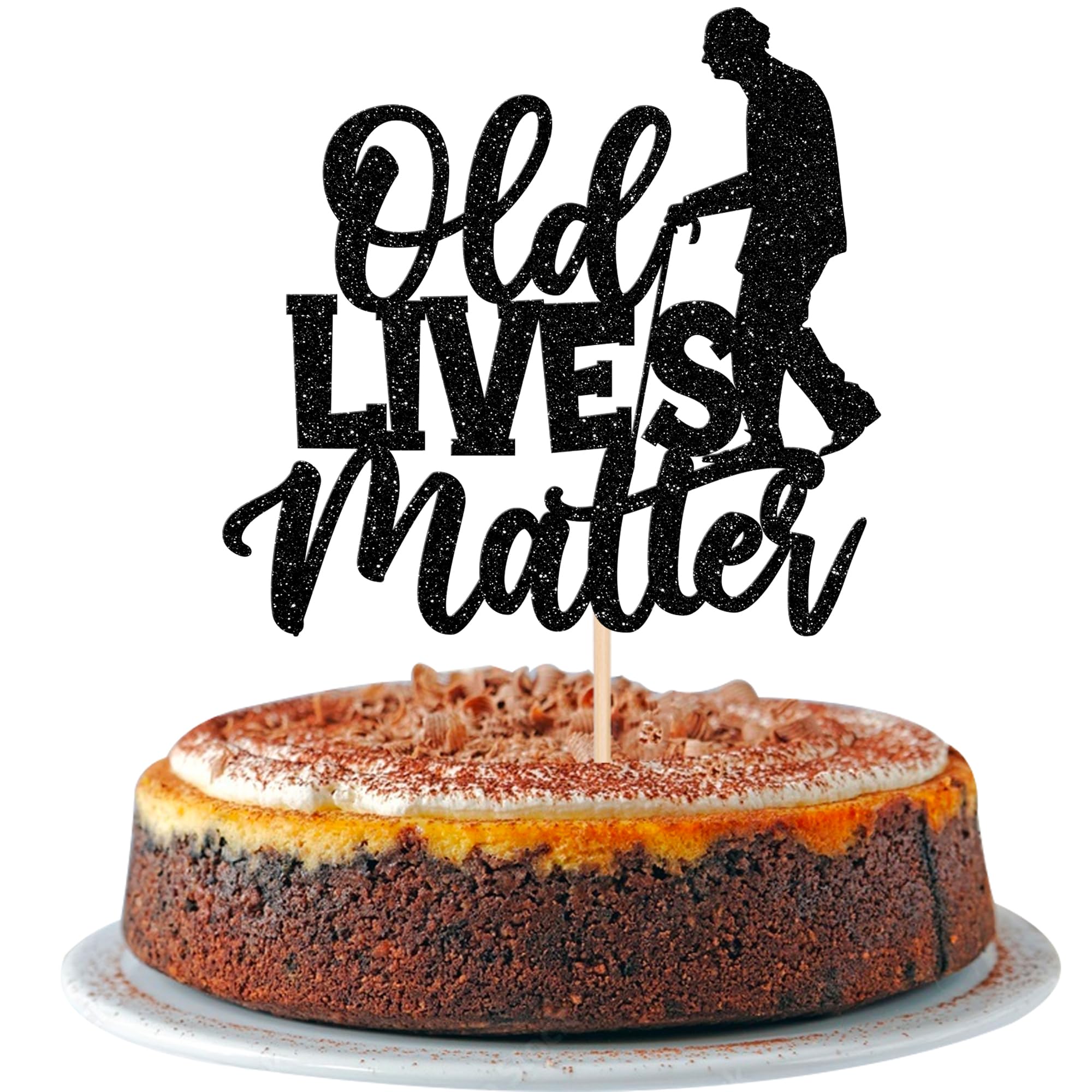 Amazon.com: 1 PCS Old Lives Matter Cake Topper Glitter Happy Birthday ...
