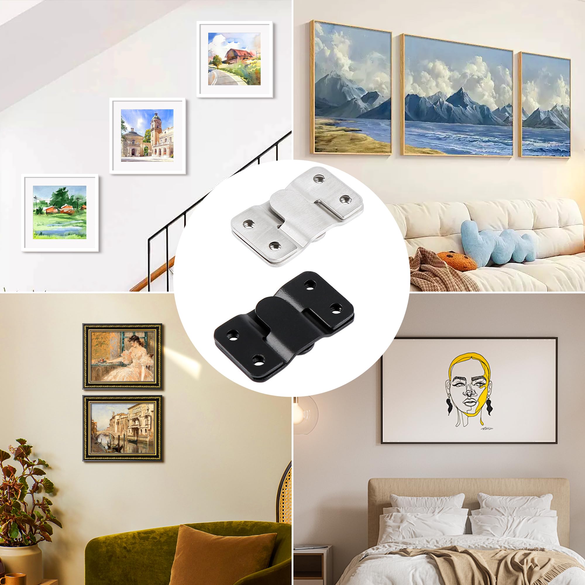 Hanging Buckle Clip 4 Sets Hardware Brackets Heavy Duty Wall Hangers ...
