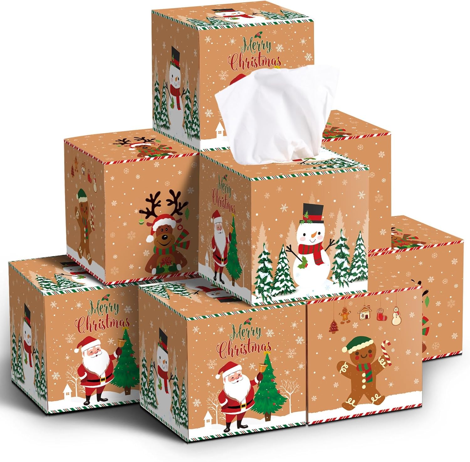 Amazon.com: FoldTier 10 Pack Christmas Facial Tissue Cube Boxes Winter ...
