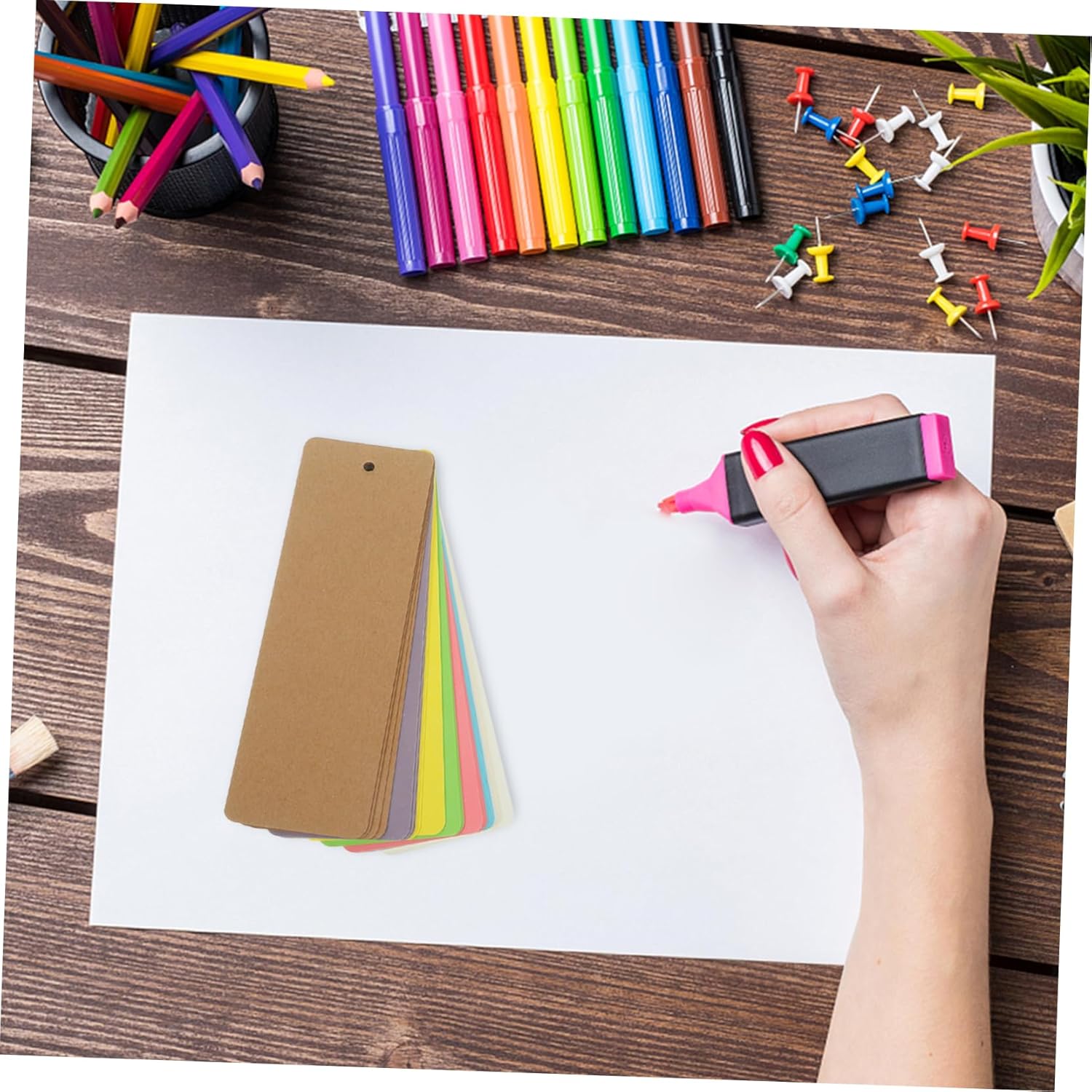 ONDIAN Beautiful 1 Set Hand-Painted Blank Bookmark Cardboard DIY ...