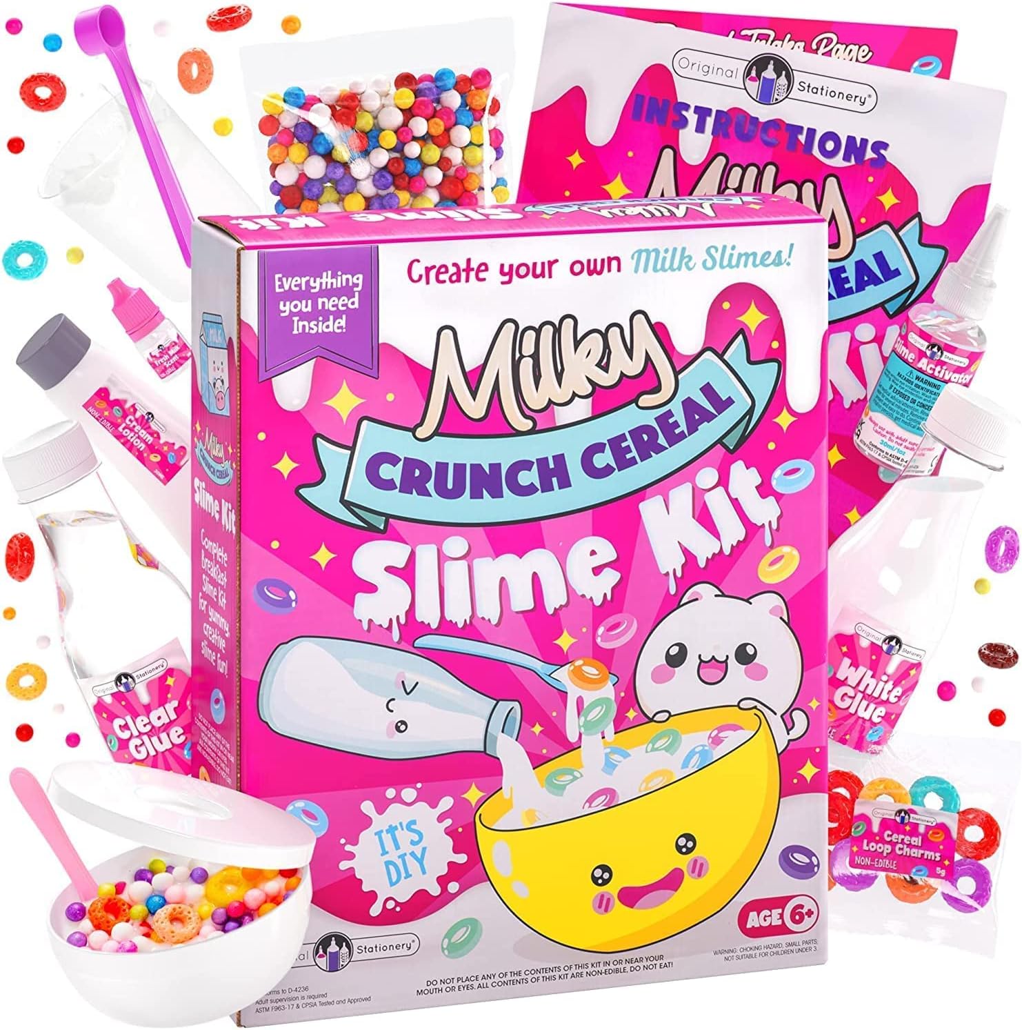 Amazon.com: Original Stationery Milky Cereal Crunchy Slime Kit, All in ...