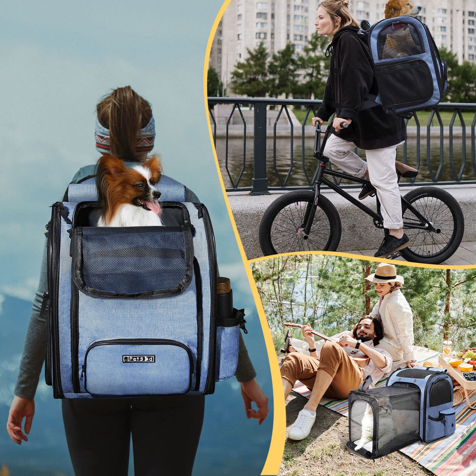 Petskd Expandable Pet Carrier Backpack for Small Medium Dog and Cat ...