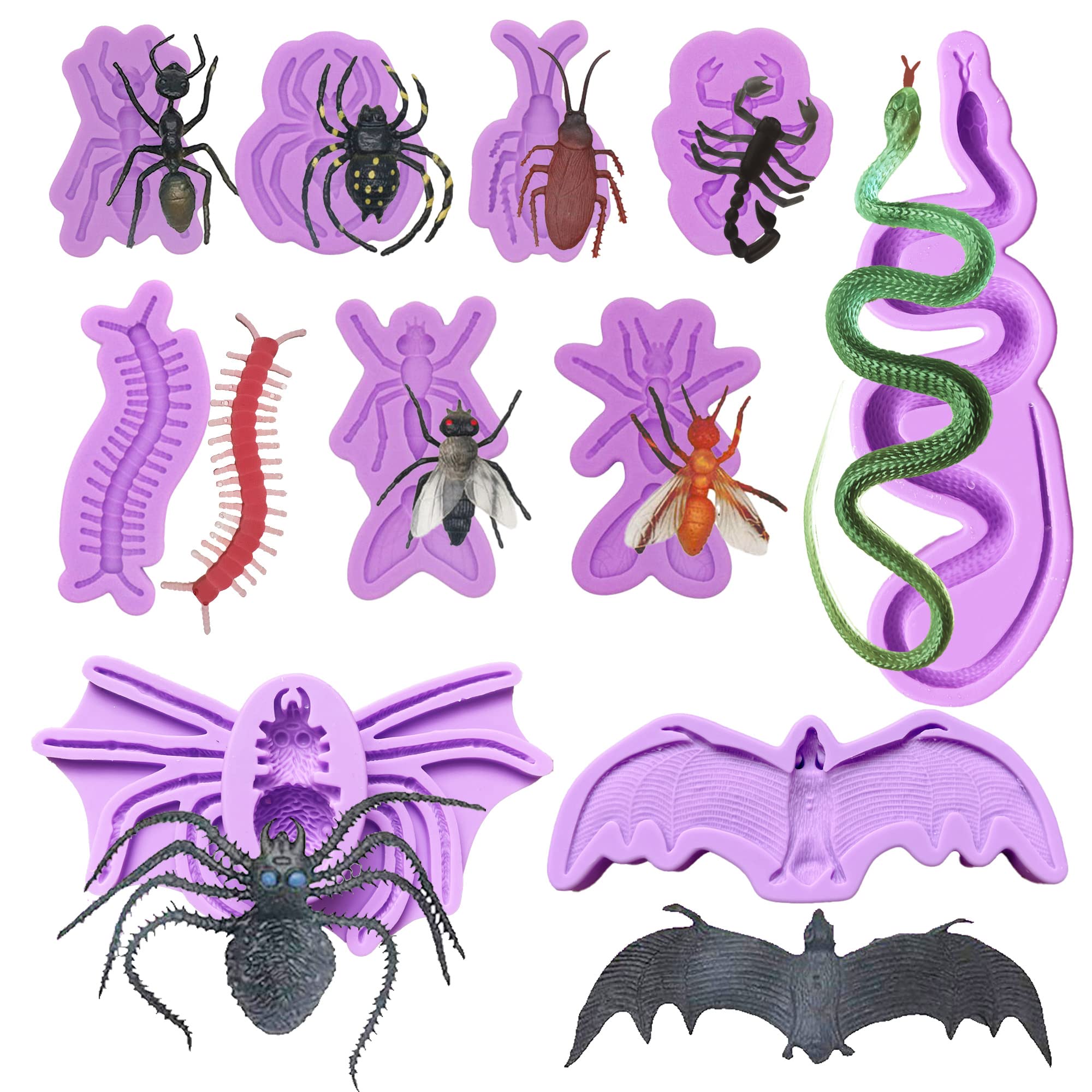 Amazon.com: Woohome 10 PCS Insects Fondant Silicone Molds, Sugarcraft ...