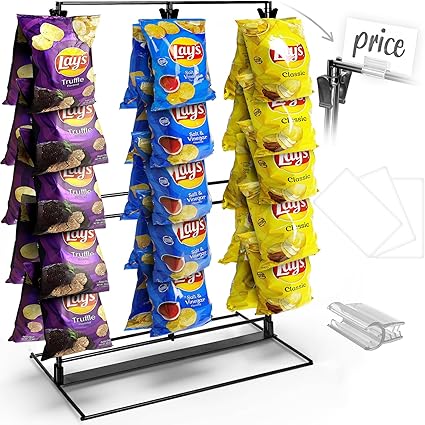 Amazon.com: ROSROSE 3 Row Chip Rack Display Stand, Potato Chip Rack ...