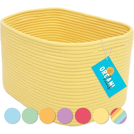 Amazon.com: Mziart Small Foldable Canvas Storage Basket Cotton Fabric ...