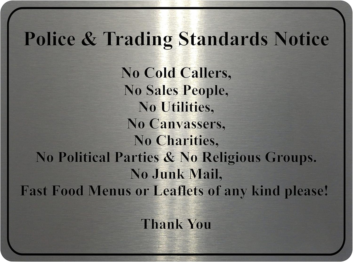 xtra-print 1243 Notice No Cold Callers Metal Aluminium Plaque Sign Door ...