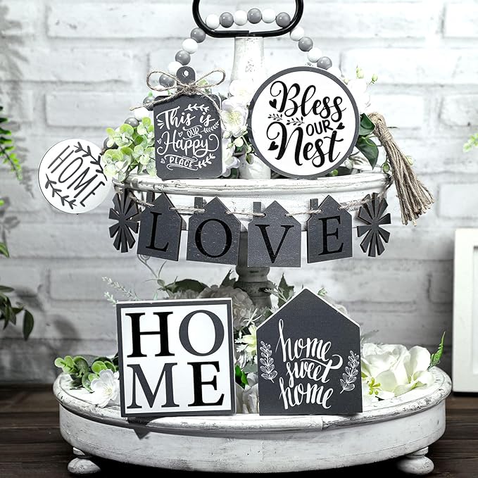 Amazon.com: 10 Pcs Farmhouse Tiered Tray Decor Farmhouse Home Decor ...