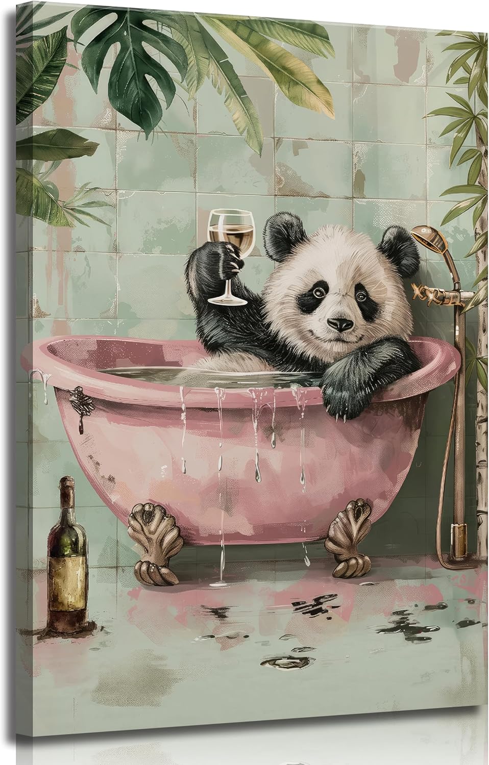 Amazon.com: HKMXCD Funny Bathroom Panda Canvas Wall Art Eclectic Wall ...
