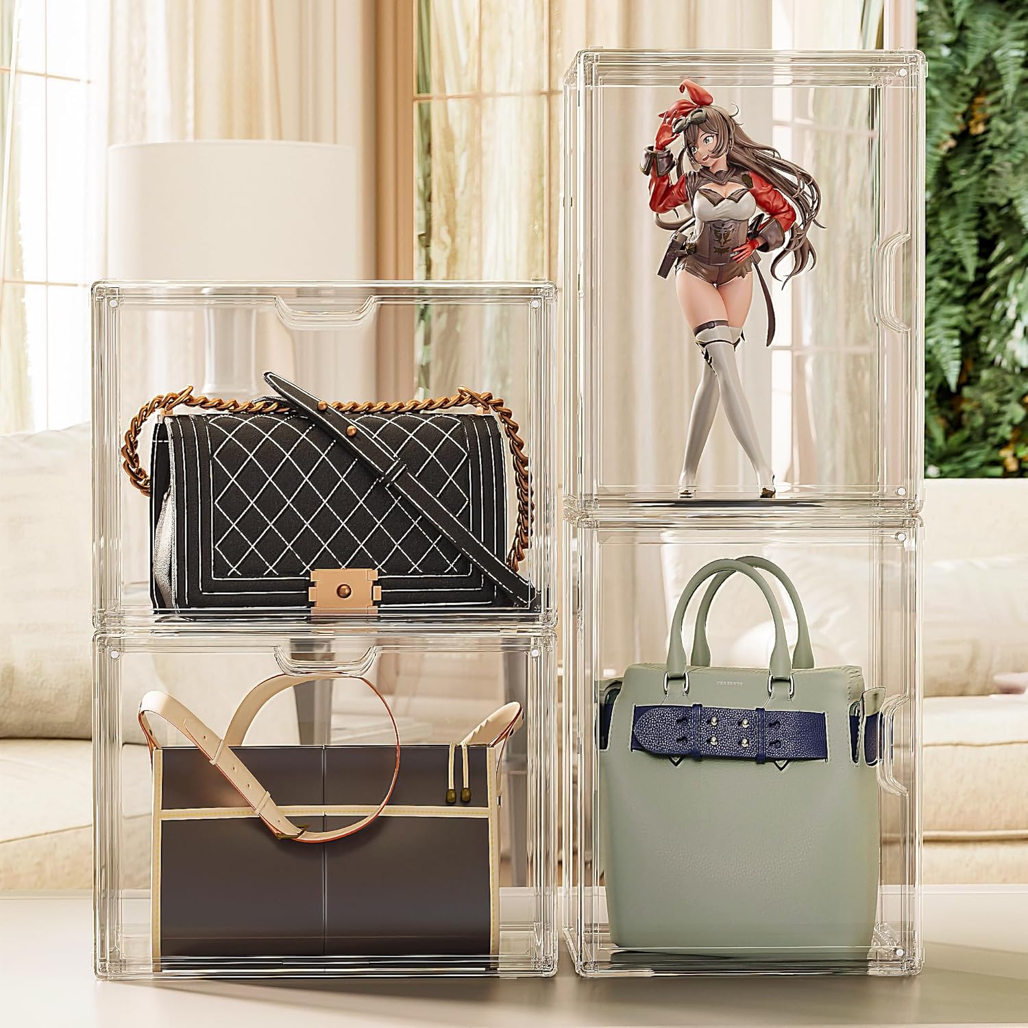 BEELUCK Handbag Display Box Clear Acrylic Purse Organizer for Closet ...