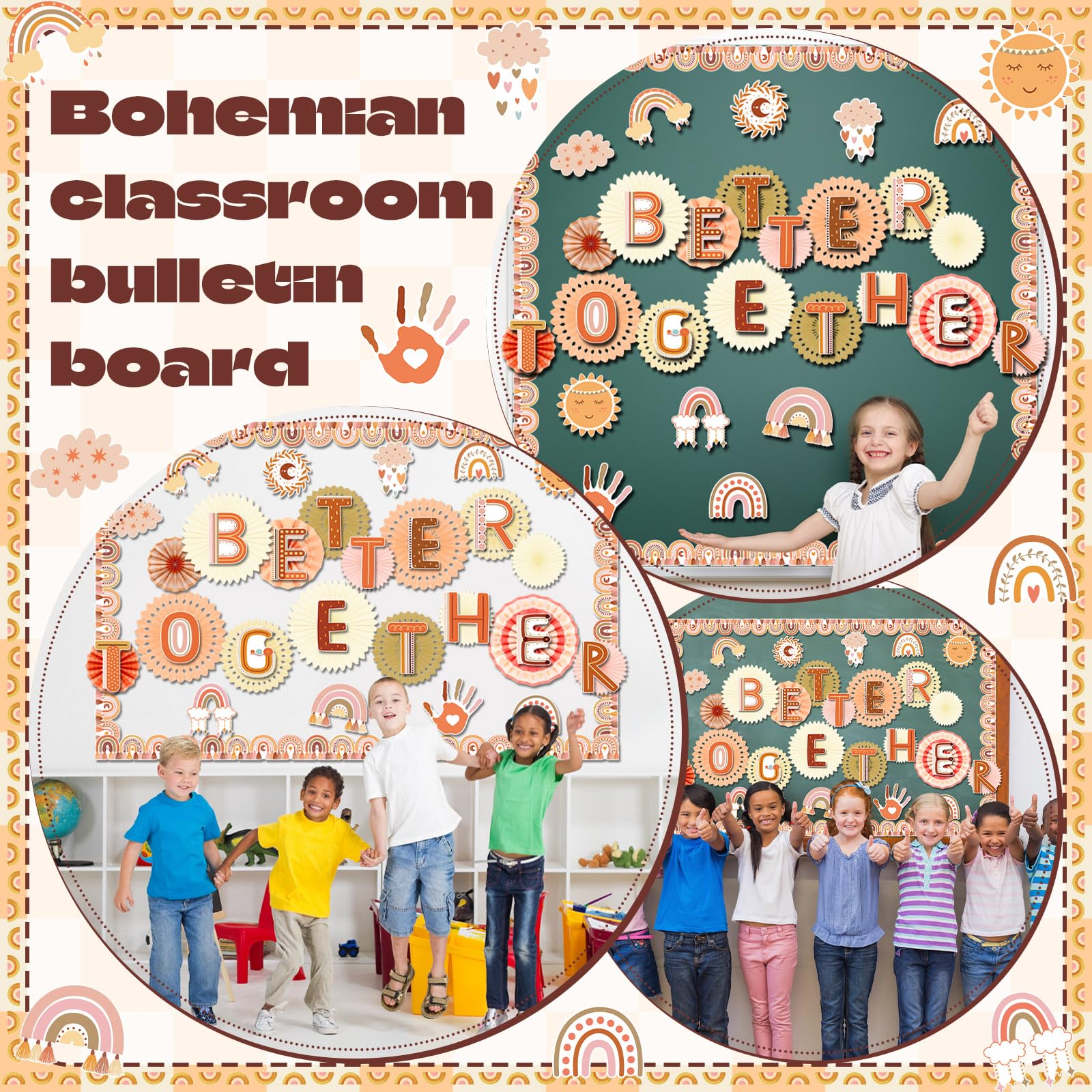 Snapklik.com : Qilery Boho Diversity Bulletin Board Decorations - 64 ...