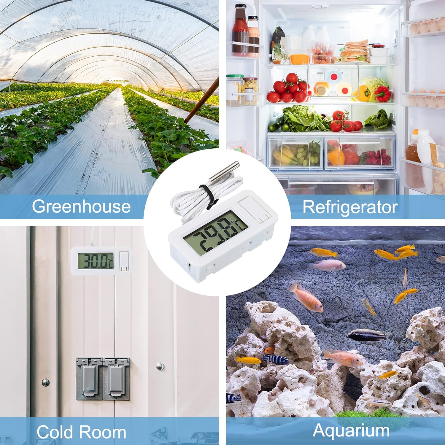 MECCANIXITY Mini termómetro digital pantalla LCD Medidor de temperatura Celsius con sonda para ...