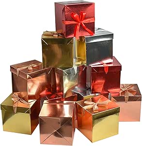 Amazon.com: GP SUP 12 Pcs Squared Gift Boxes with Lids, 4 Colors Square ...