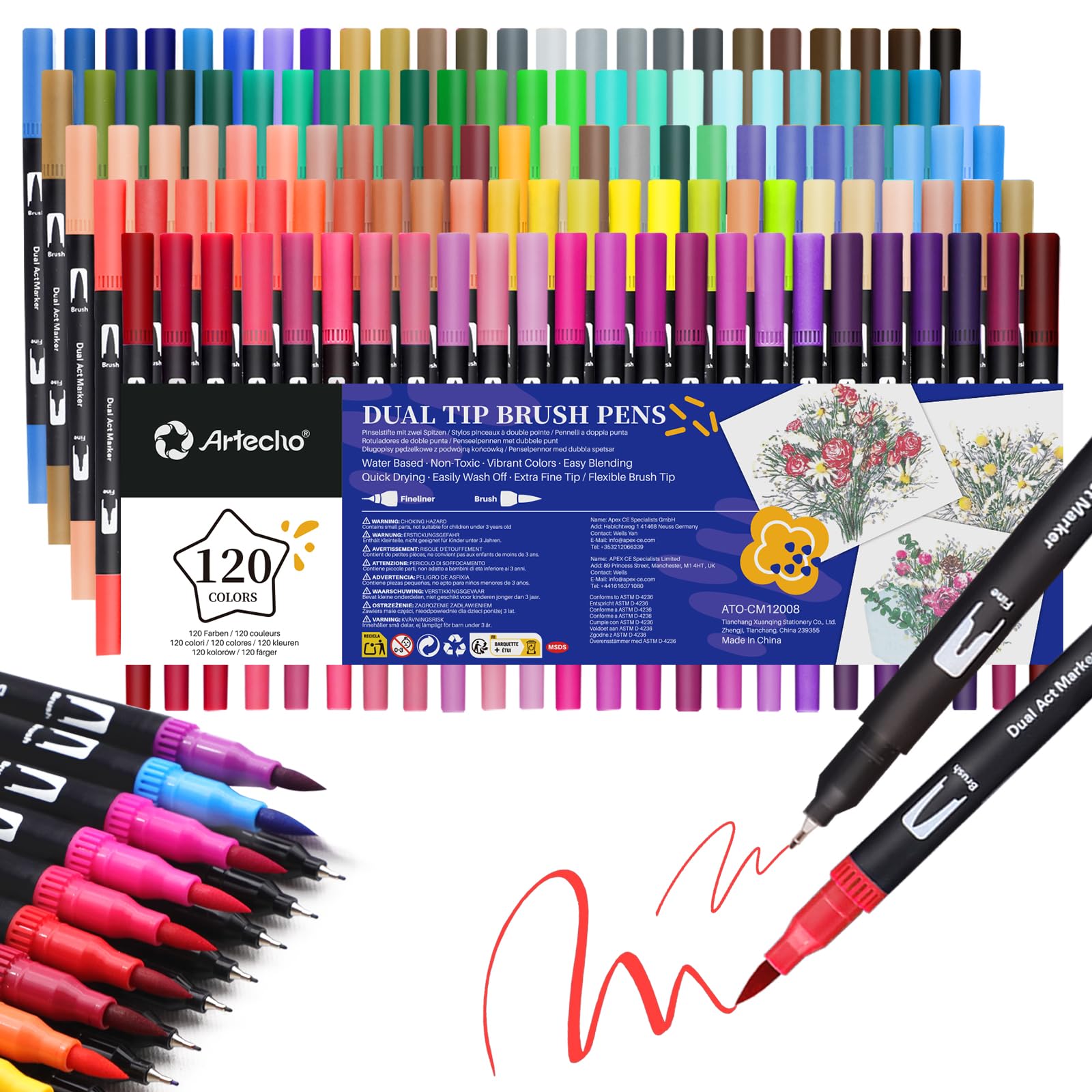 Snapklik.com : 120 Colors Markers For Adult Coloring Books, Dual Tip ...