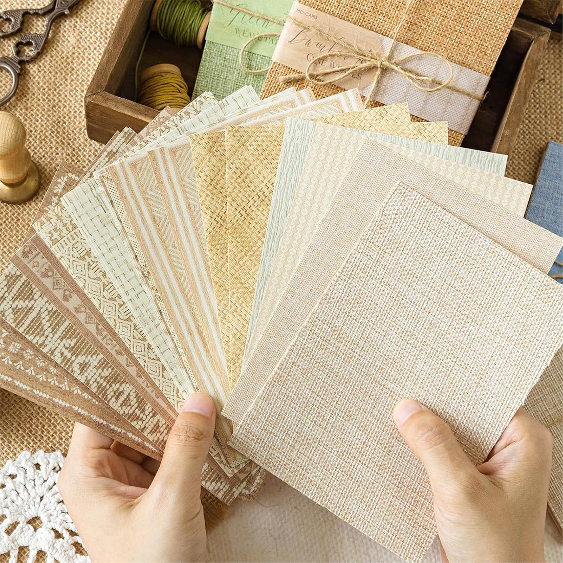 Amazon.com: 24 Sheets Vintage Linen Scrapbook Paper Embossed Textured ...