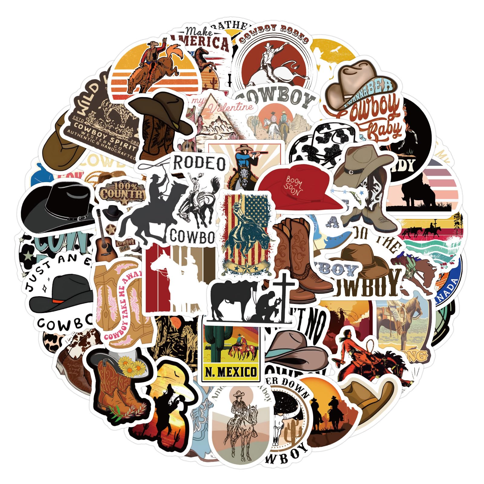 Amazon.com: West Cowboy Stickers |50 Pcs West Cowboy Waterproof Vinyl ...