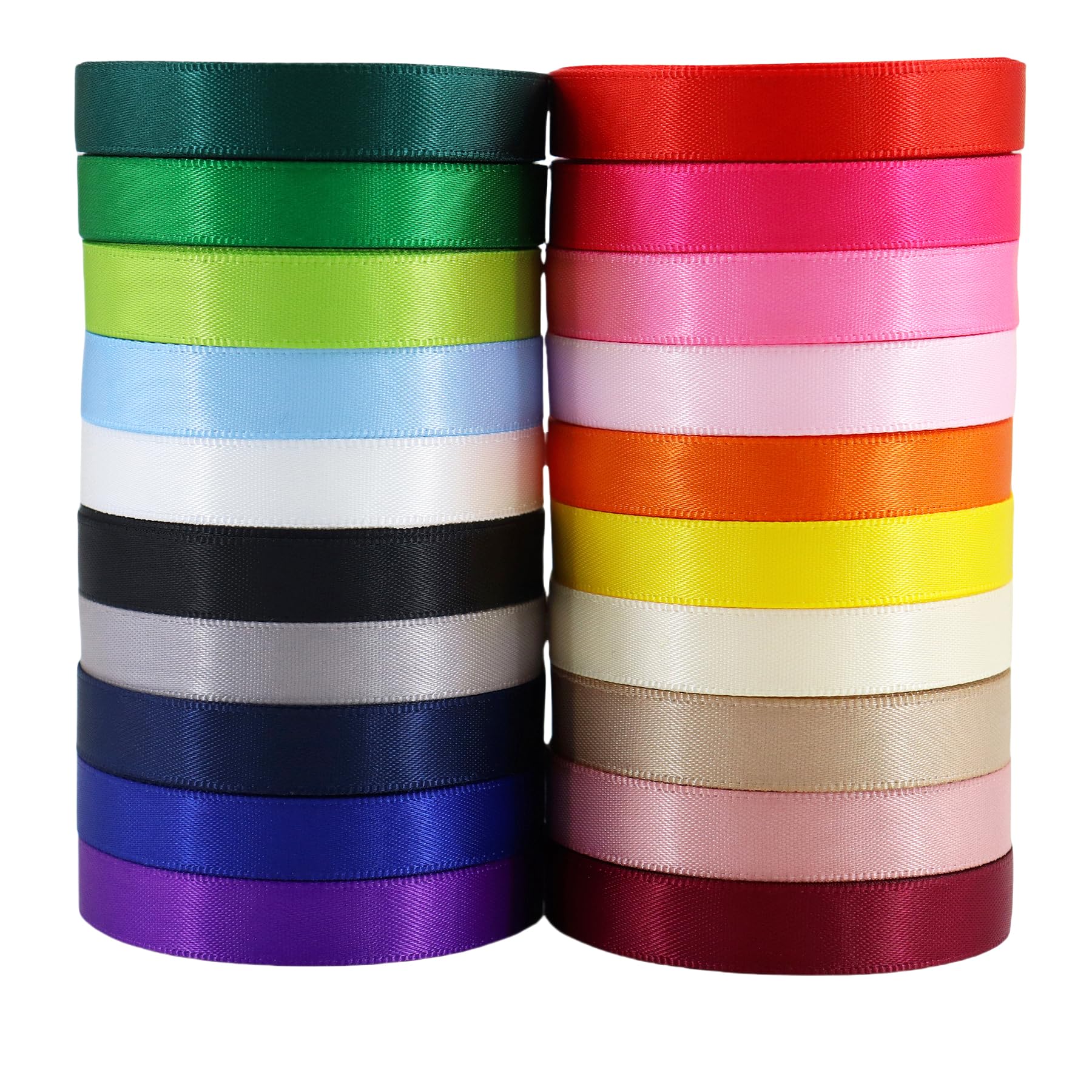 Amazon.com: 3/8 Inch Wide Solid Color Double Sided Polyester Satin ...