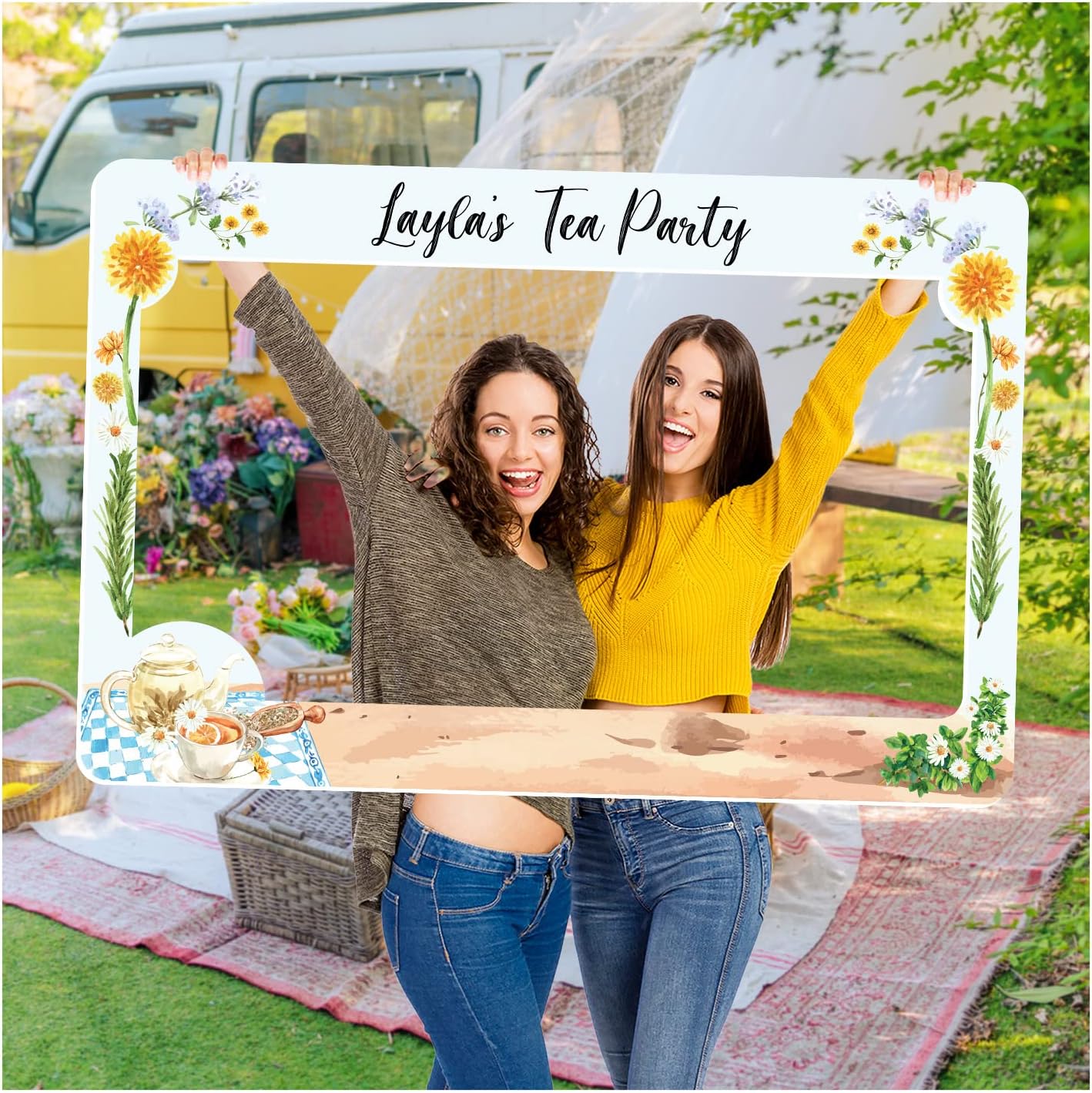 Amazon.com: Tea Party Bridal Shower Photo Booth Frame - Personalized ...