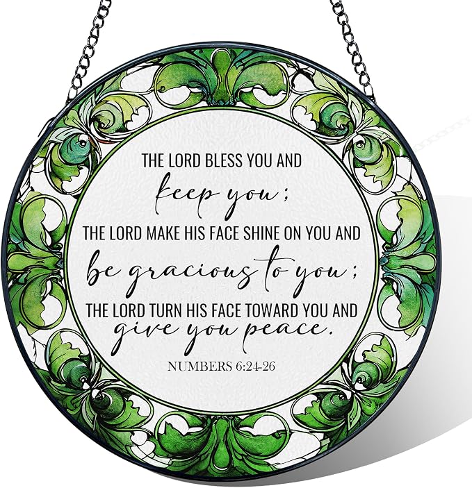 Amazon.com : MORDMODUCK Christian Stained Glass Window Hanging, Bible ...