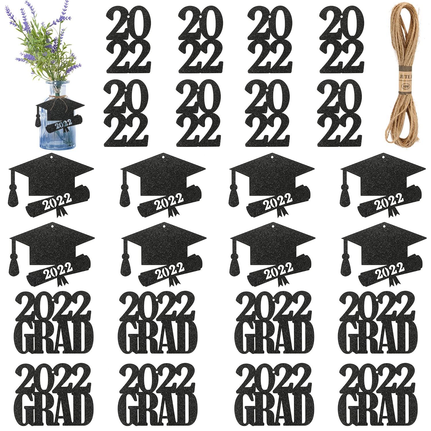 Buy 24 Pieces Glitter Graduation Cutouts Tags, BENBO 2022 Graduation ...