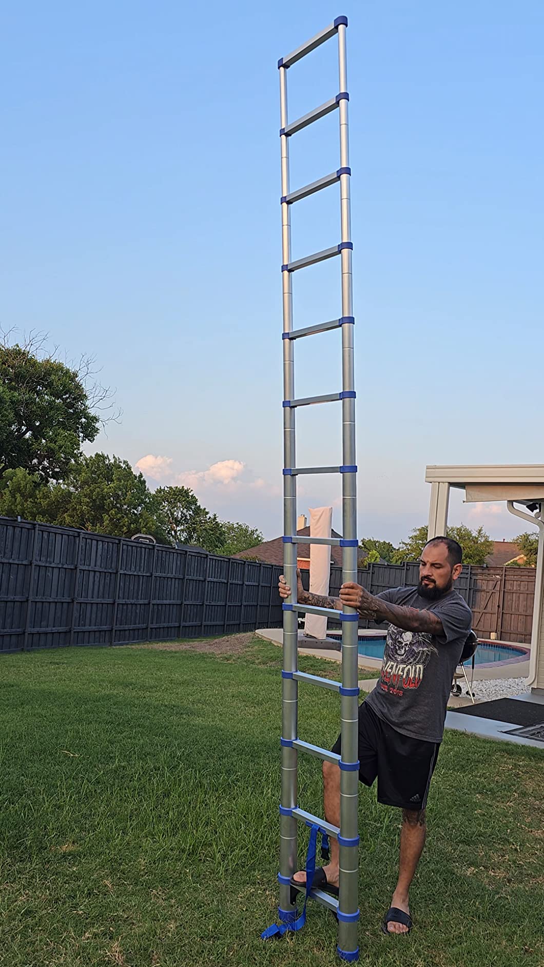 $17/mo - Finance FEETE 12.5FT Telescoping Ladder, Aluminum Lightweight ...