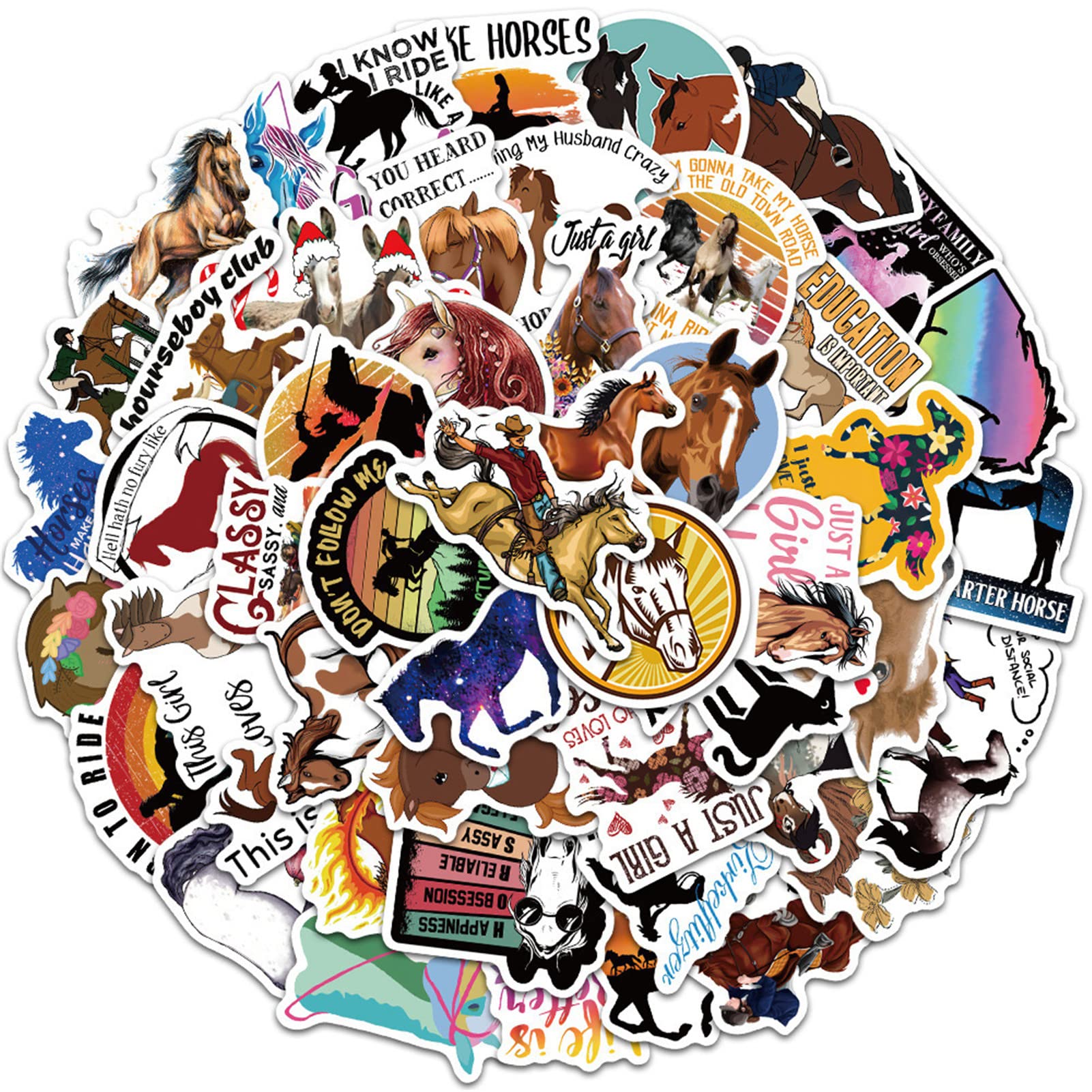 50PCS Horse Riding Stickers Pack for Kids Teens Adults, Horse Vinyl ...