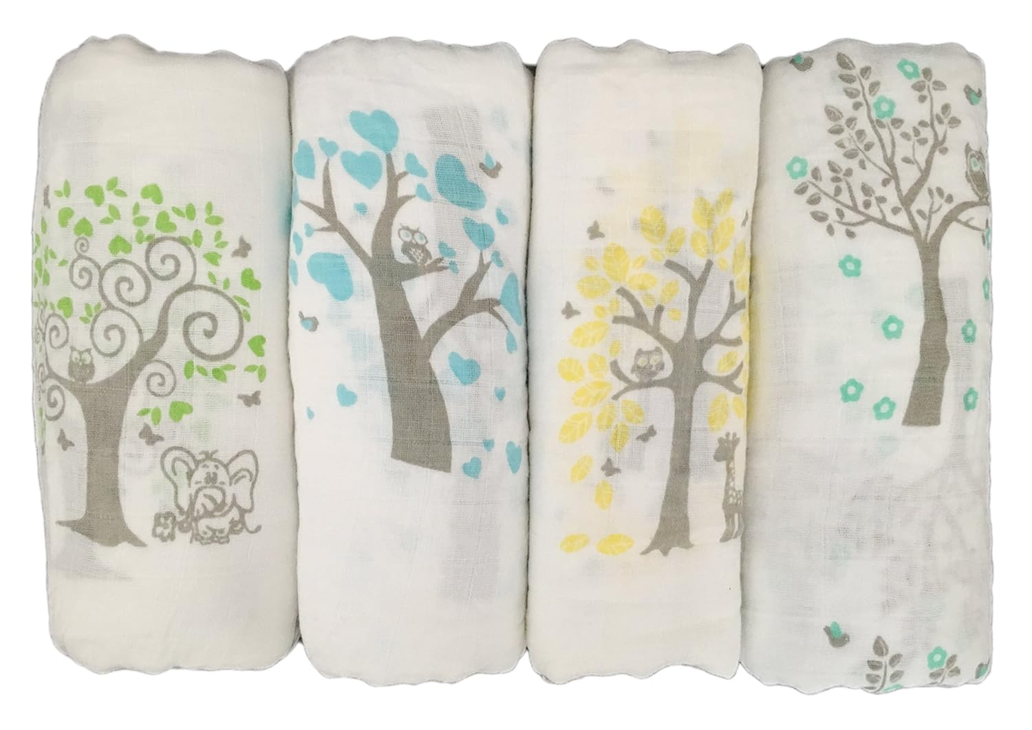 Amazon.com: Seben Baby Muslin Swaddle Blankets 4 Pack - 100% Cotton ...