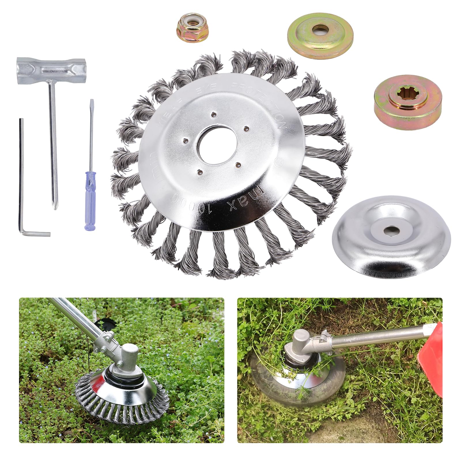 Weed Eater Head LUSQI 2pc Steel Wire Grass Trimmer Head 6inch Universal ...