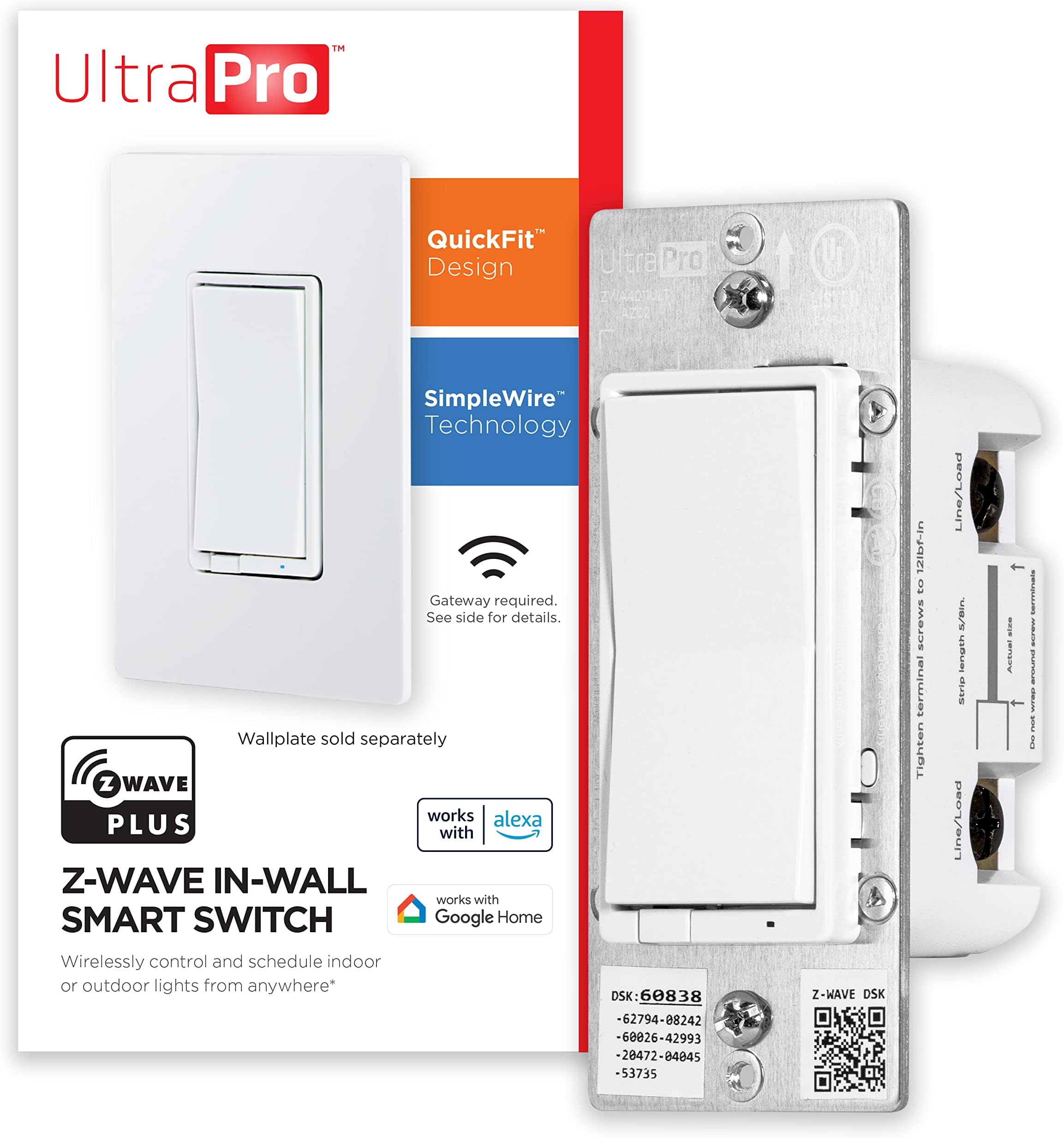 Amazon.com: UltraPro 700 Series Z-Wave In-Wall Smart Light Switch with QuickFit™ and SimpleWire ...