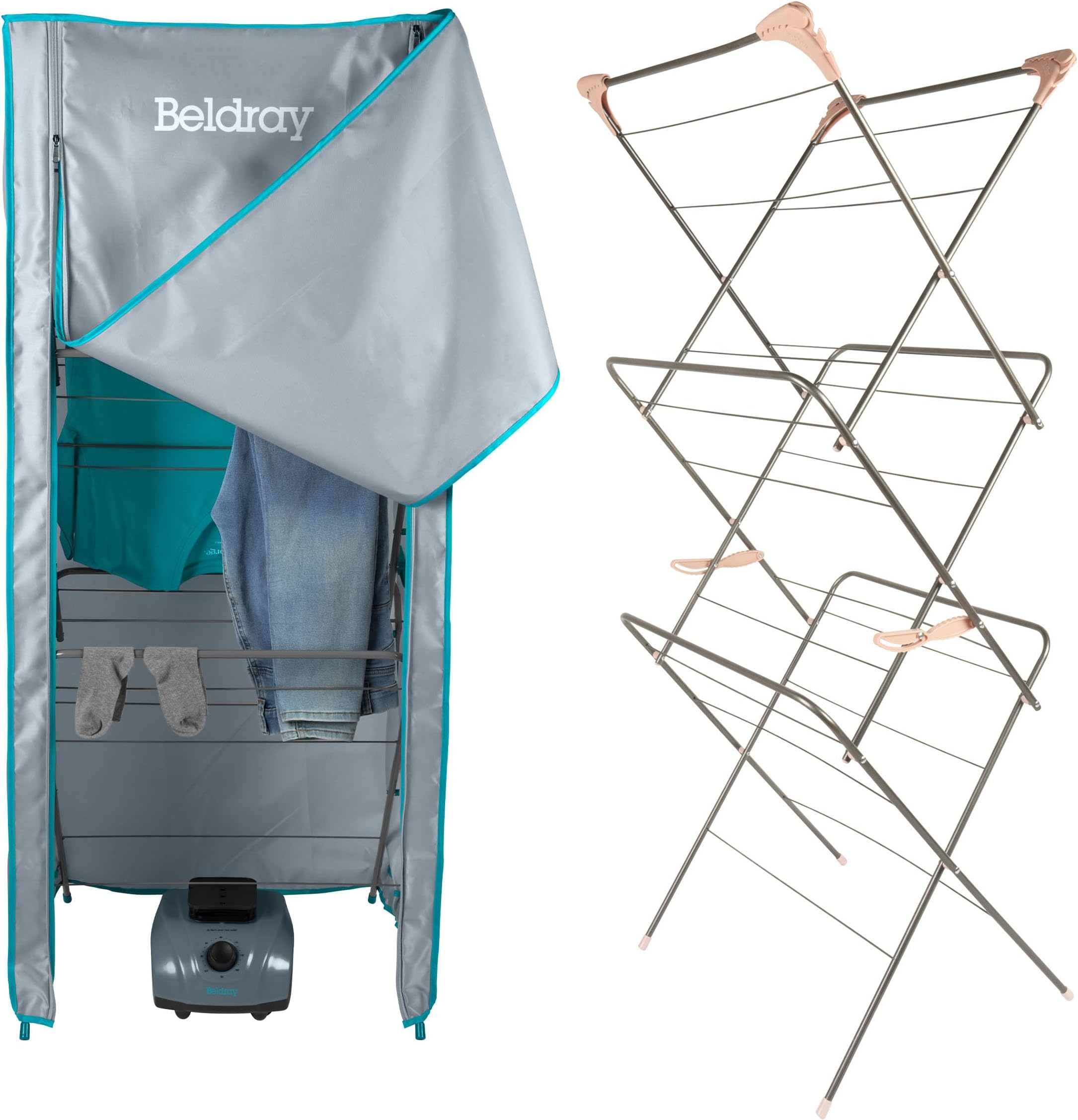 Beldray Clothes Airer & Heated Pod Drying System – 3 Tier Foldable Heated Drying Rack, Hot Air ...