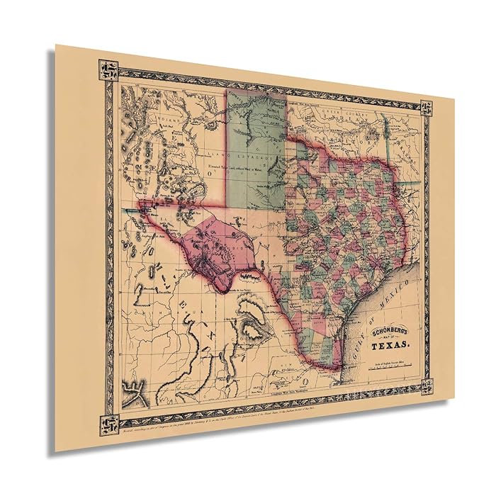 Buy Historix Vintage 1866 Texas Map Poster - 18 x 24 Inch Vintage Texas ...