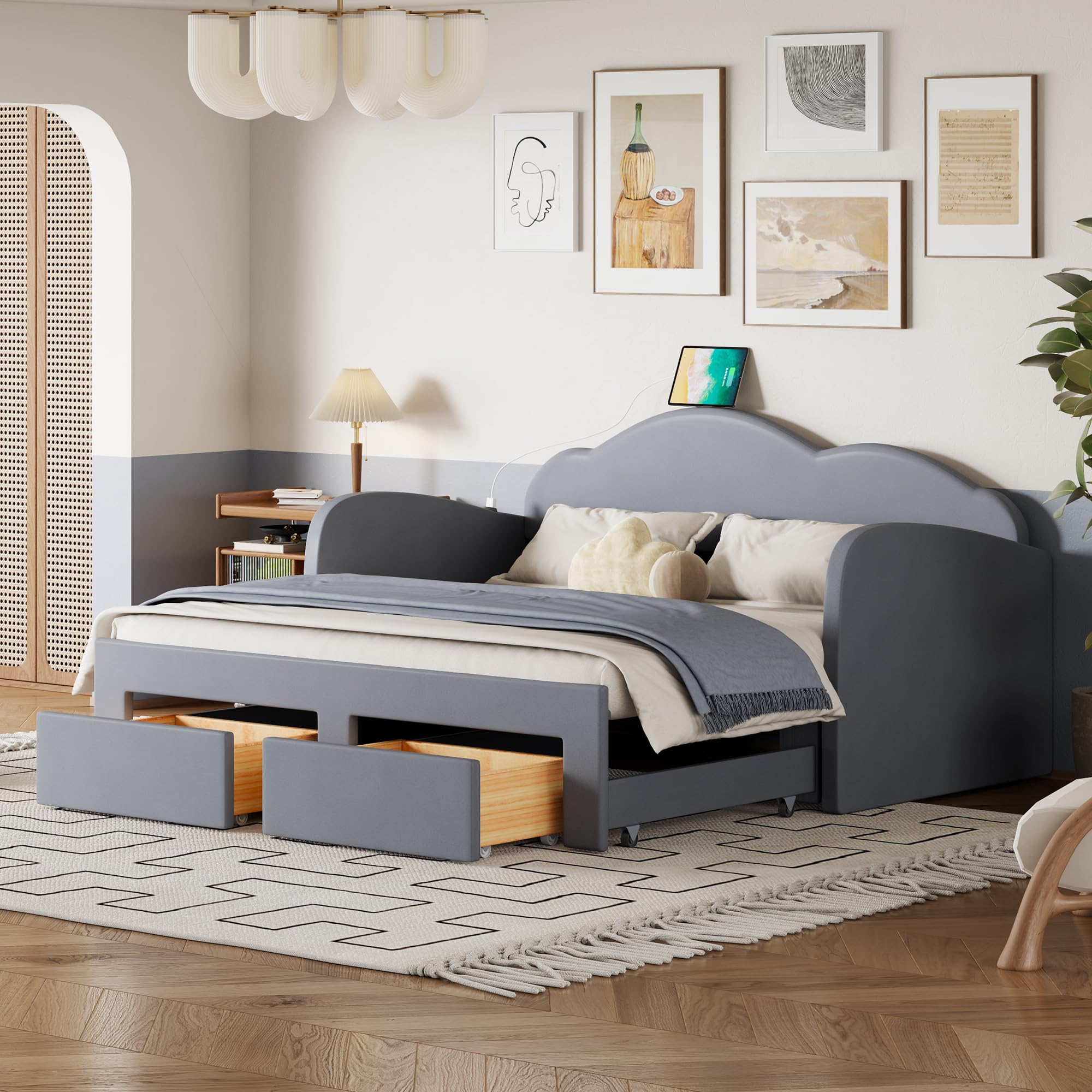 Snapklik.com : Brisca Twin Size Velvet Upholstered Daybed
