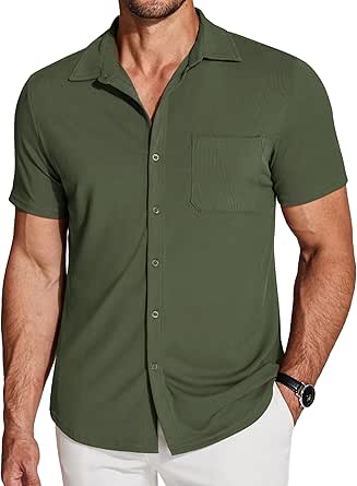 COOFANDY Men's Short Sleeve Wrinkle Free Knit Polo Shirt Causal Button Down Summer Camp Beach ...
