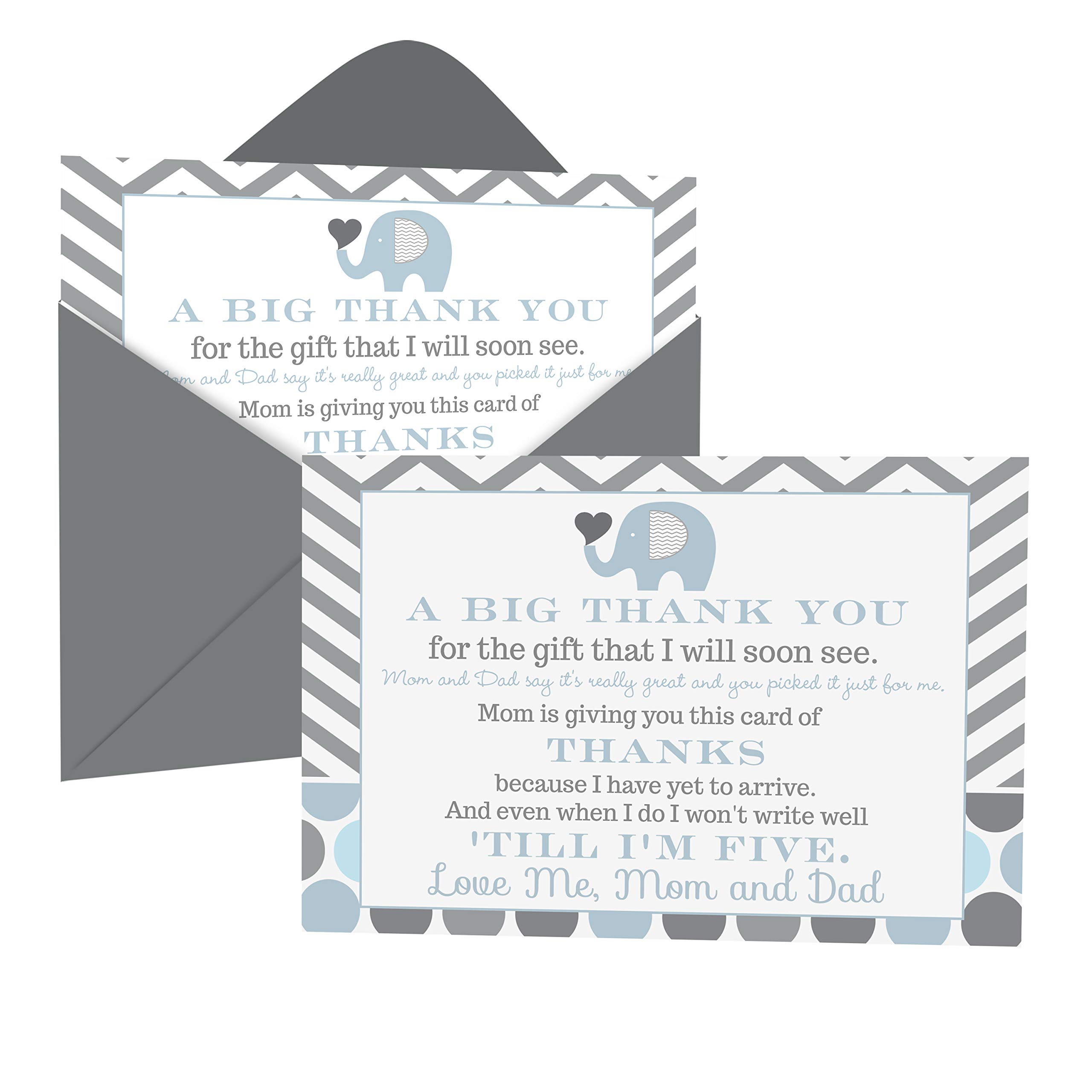 Amazon.com : Elephant Baby Shower Thank You Cards with Envelopes Pack of 15 Prewritten Notecard Message from Newborn Boy Jungle Animal Supply Blue A6 Flat Stationery Set Printed (4x6) Paper Clever Party : amazon-com-elephant-baby-shower-thank-you-cards-with-envelopes-pack-of-15-prewritten-notecard-message-from-newborn-boy-jungle-animal-supply-blue-a6-flat-stationery-set-printed-4x6-paper-clever-party
