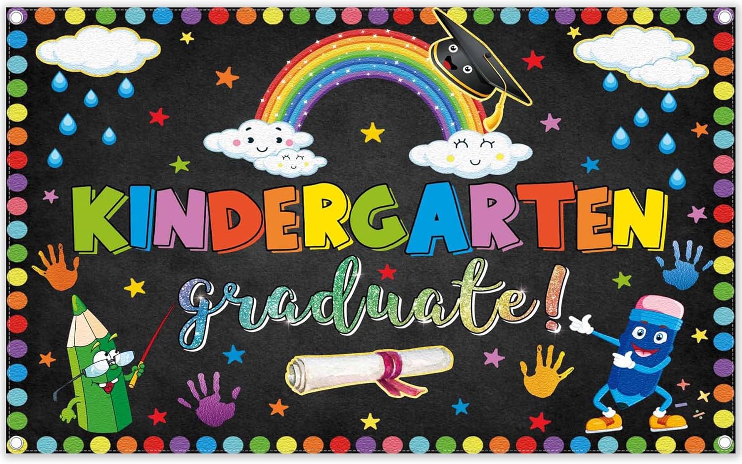 Amazon.com : 72x43inch Kindergarten Graduation Backdrop Congrats Grad ...