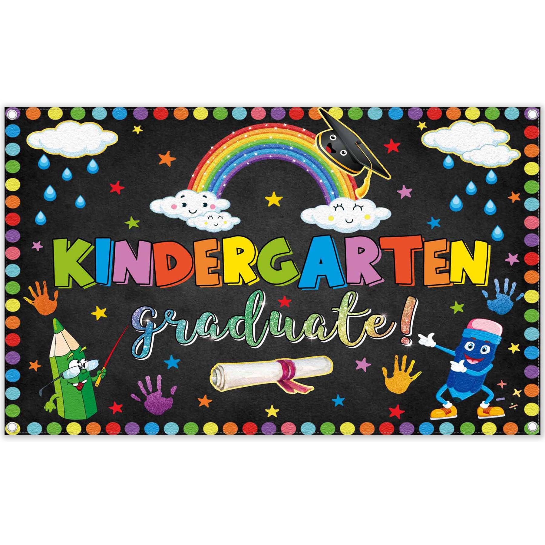 Amazon.com : 72x43inch Kindergarten Graduation Backdrop Congrats Grad ...