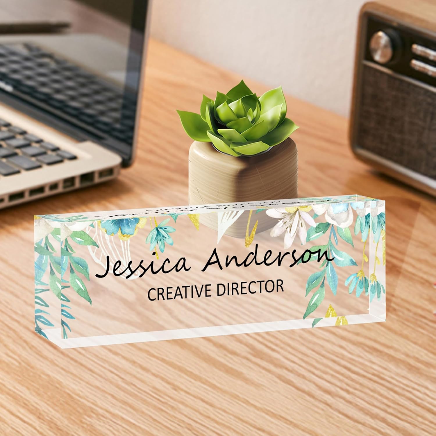 Amazon.com: Personalized Name Plate for Desk Acrylic Desk Name Plate ...