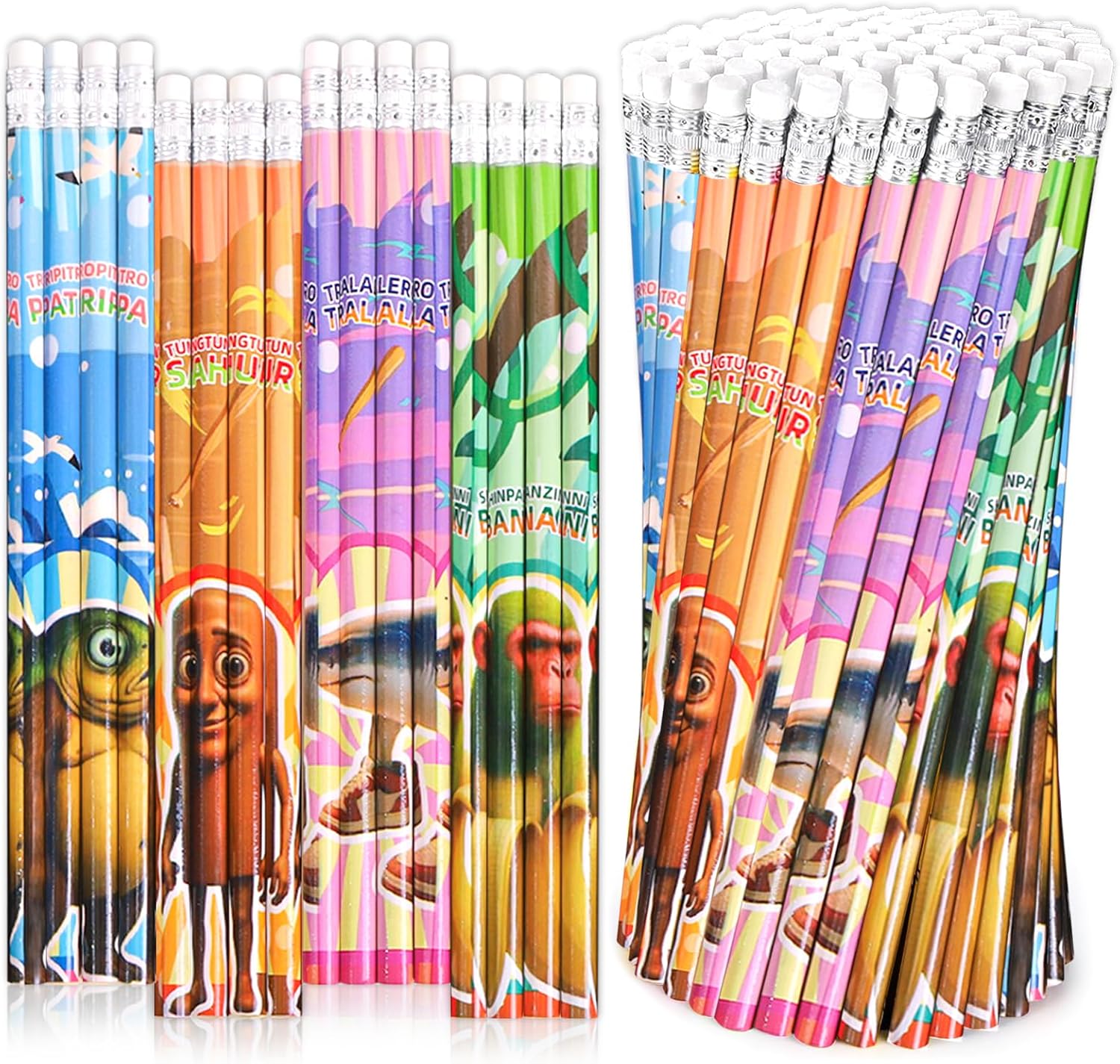 Amazon.com : Rinziigo 100 Pieces Italian Brainrot Block Wood Pencils ...