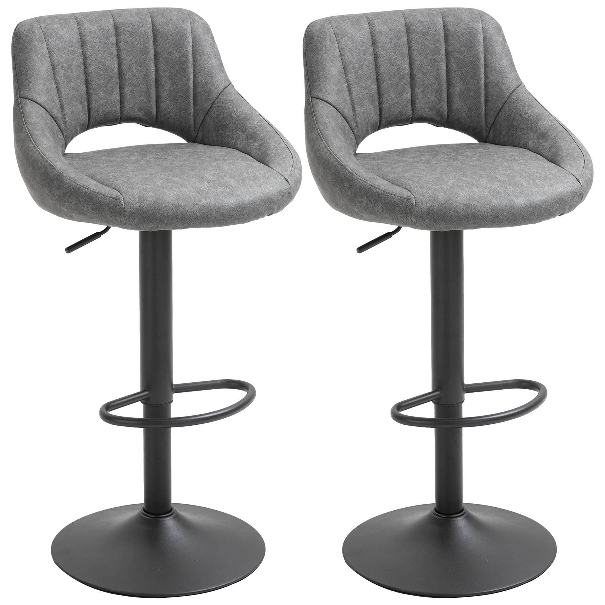 HOMCOM Bar Stools Set of 2, Swivel Counter Height Barstools with ...