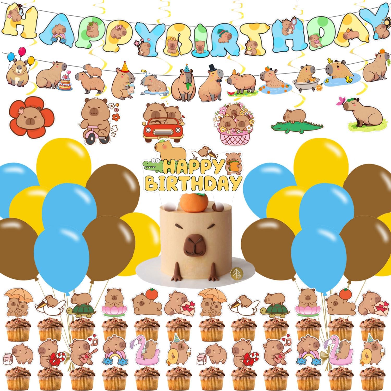 Amazon.com: Capybara Birthday Party Supplies, Capybara Theme Style ...