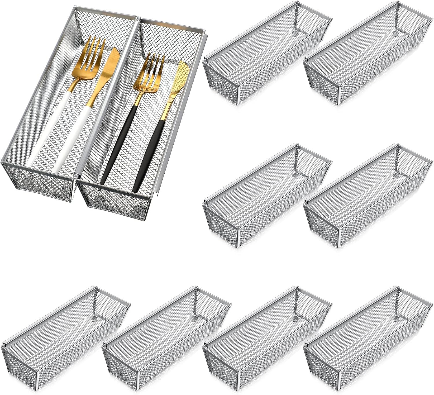Amazon.com: 10 Pack Silverware Drawer Organizer Mesh Utensil Organizer ...