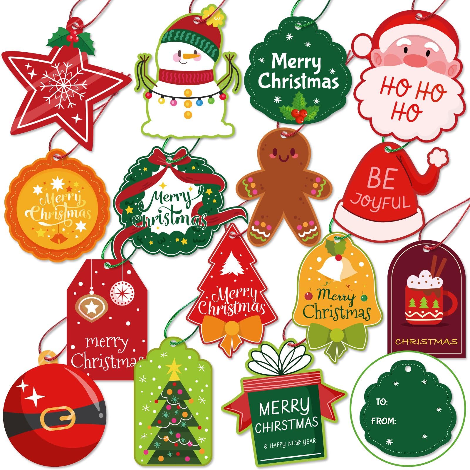 Amazon.com : Christmas Gift Tags 60 Count with Untied Strings ...