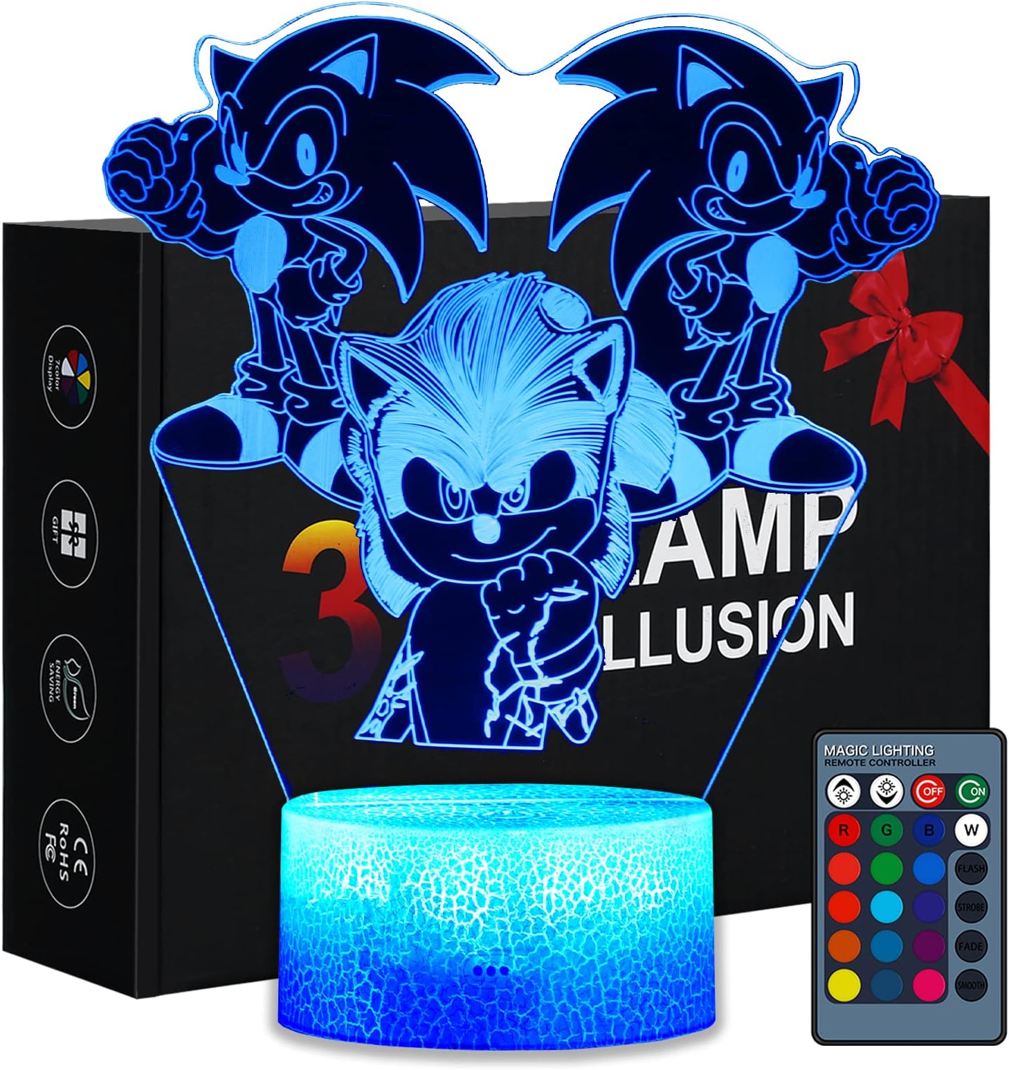 Night Light for Kids,3D Illusion 16 Colors Changing LED Night Lamp with ...