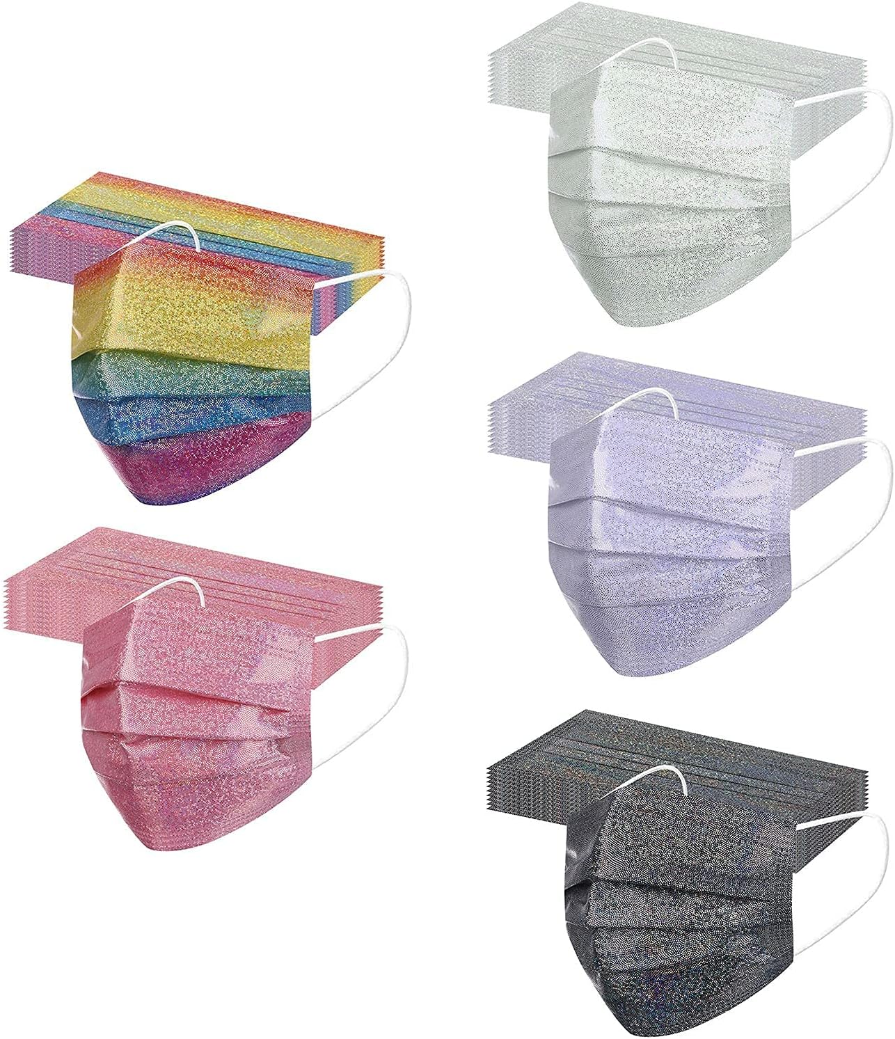 Amazon.com: Sparkly Disposable Face_Masks with Glitter Print Design,3 ...