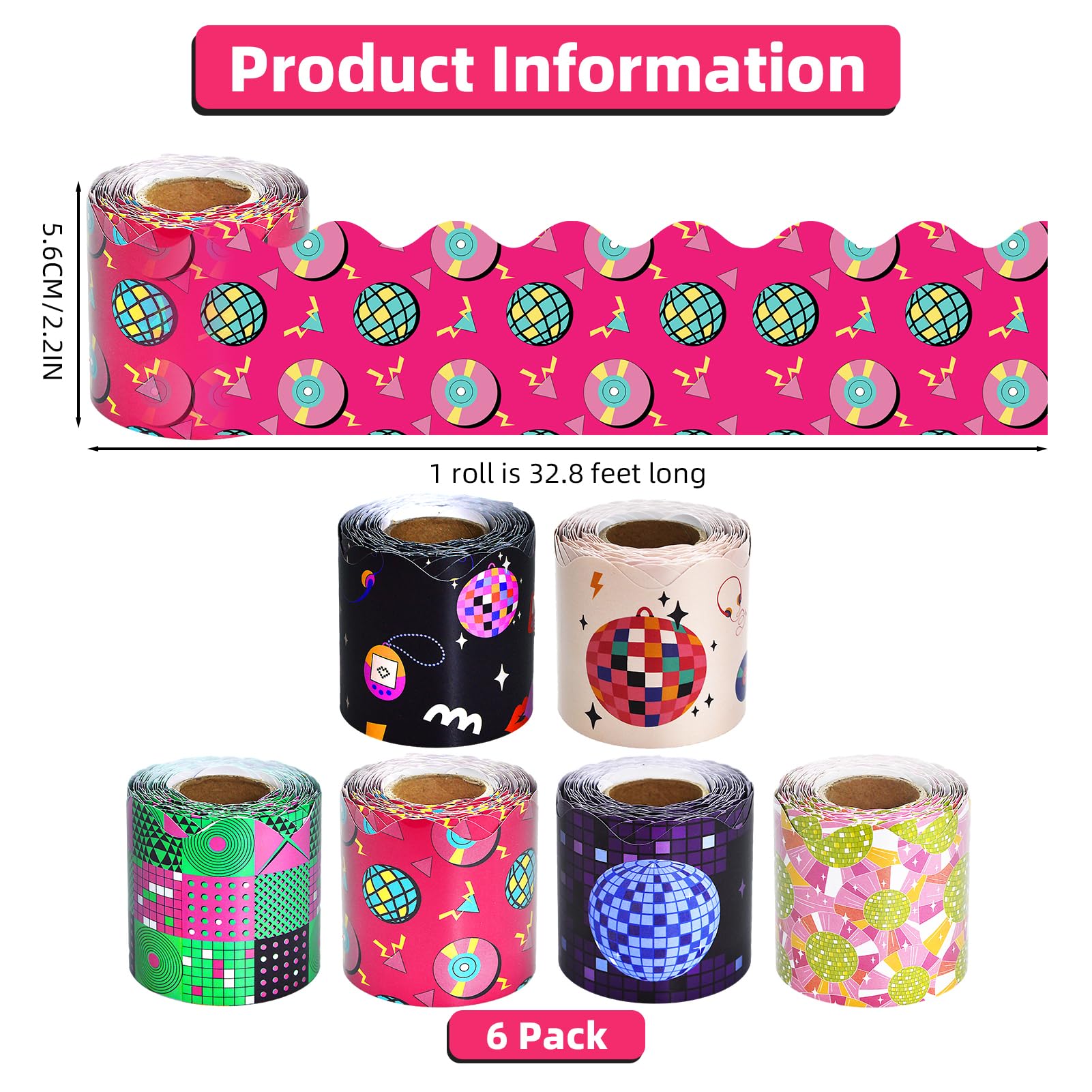 Snapklik.com : 6 Rolls 196.8 Ft Disco Ball Bulletin Board Border Set ...