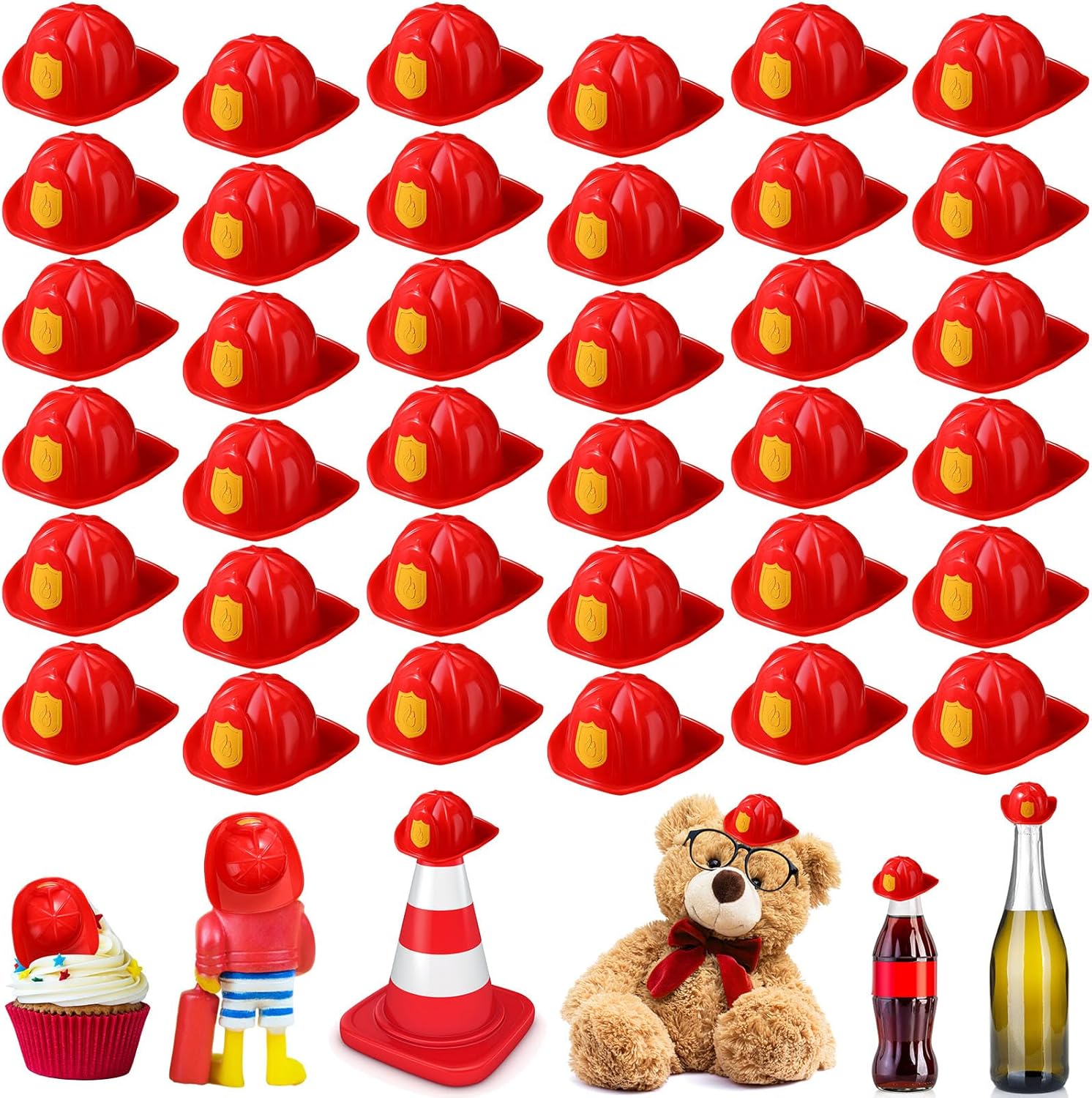 Amazon.com: Sratte 36 Pcs Miniature Red Firefigher Hats Mini Fireman ...