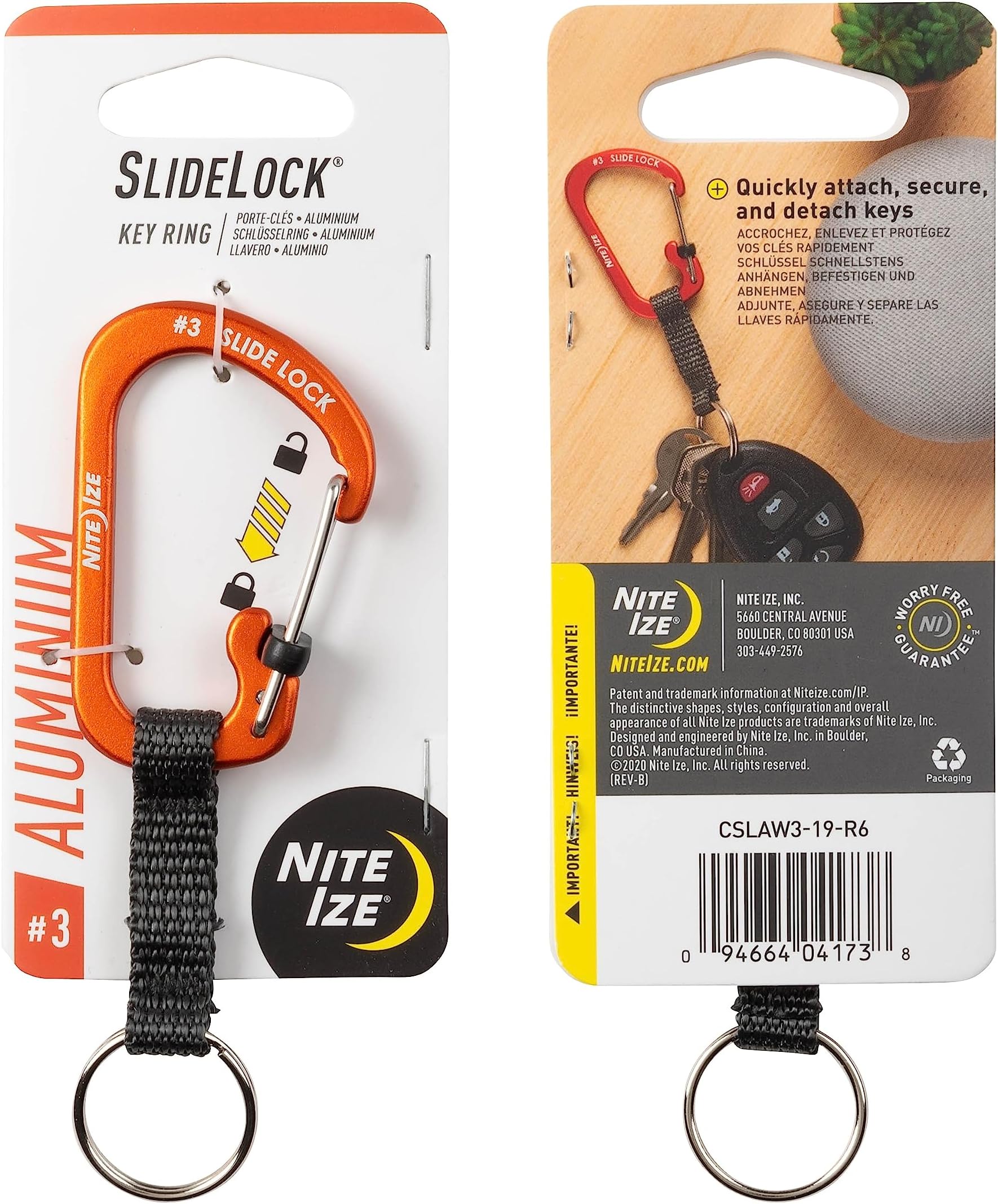 Amazon.com: Nite Ize SlideLock Key Ring, Locking Carabiner Key Chain ...