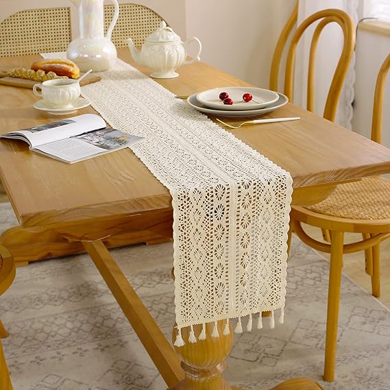 Amazon.com: HELERKOL Macrame Table Runner 72 inch Long Vintage ...